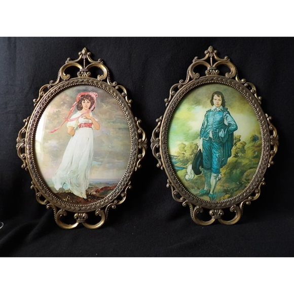 Unique Vintage | Accents | Vintage Pink Girl And Blue Boy Prints In ...